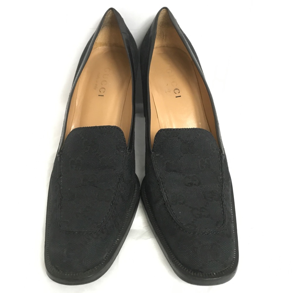 Gucci Gg Canvas Leather Moccasin Pumps - Gem